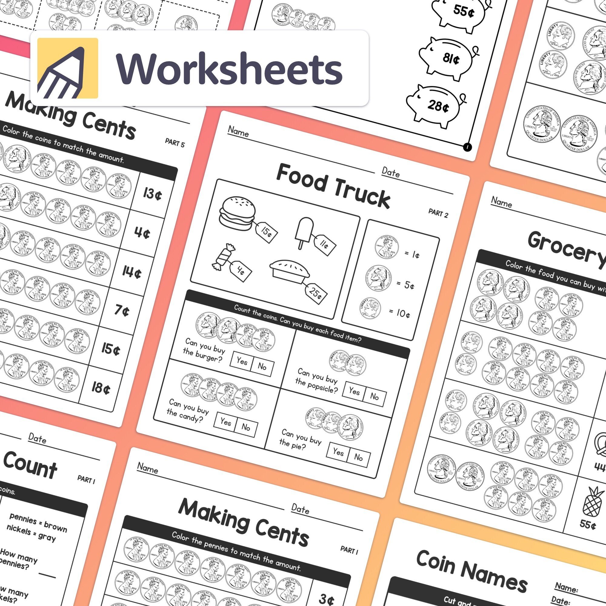 No Prep Money Math Unit | Kindergarten, 1st, 2nd Grade US Coin ...