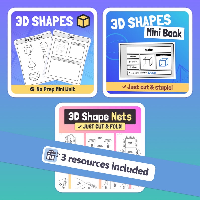 No Prep 3D Shapes Bundle | 4th Grade, 3rd Grade 3D Shapes, 2nd Grade 3D ...