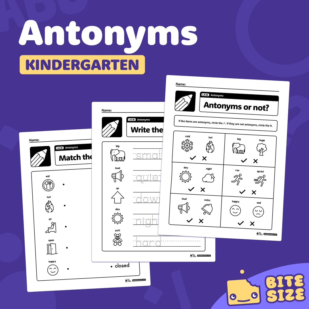Antonyms Worksheets & Centers | Kindergarten Vocabulary (opposites ...
