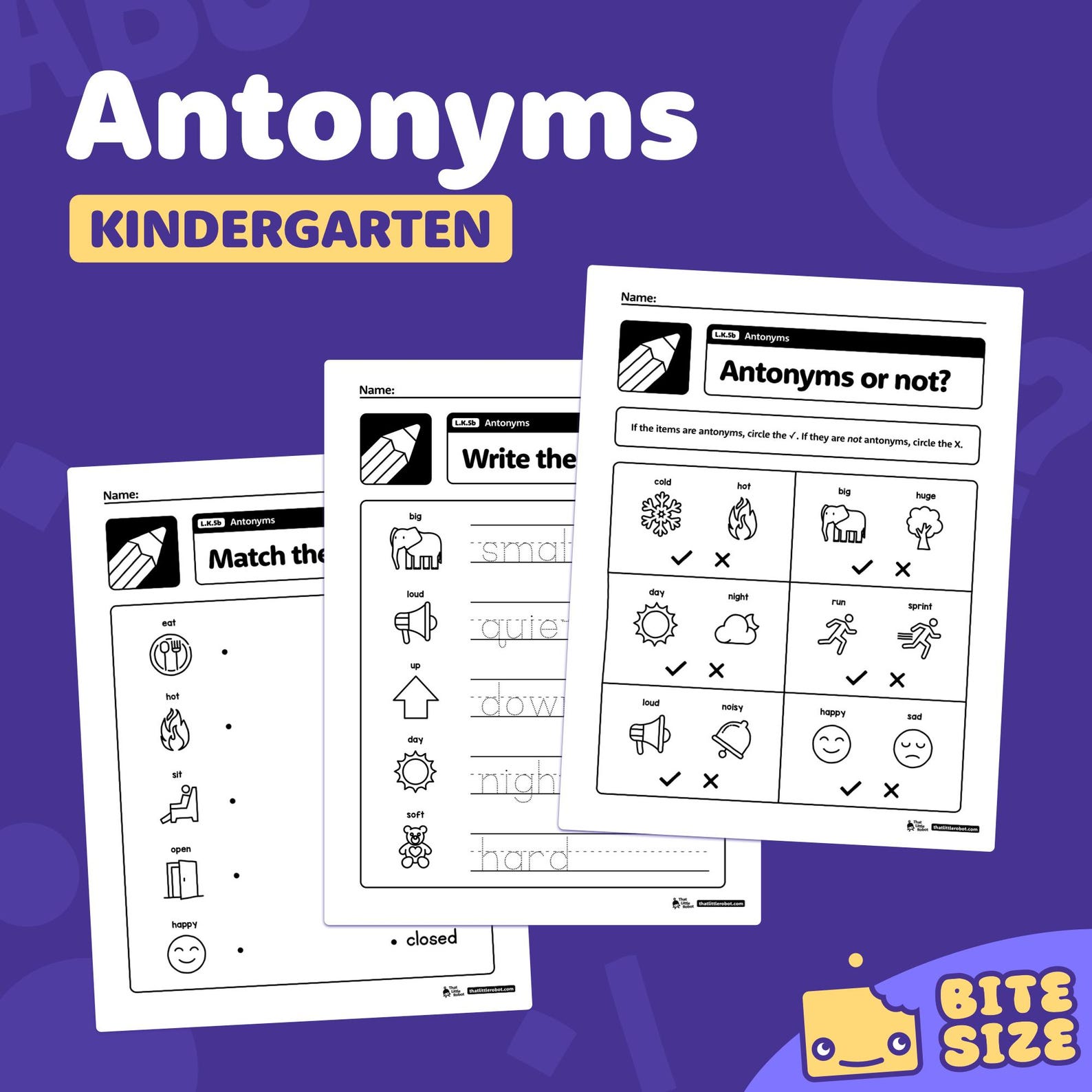 Antonyms Worksheets & Centers | Kindergarten Vocabulary (opposites ...