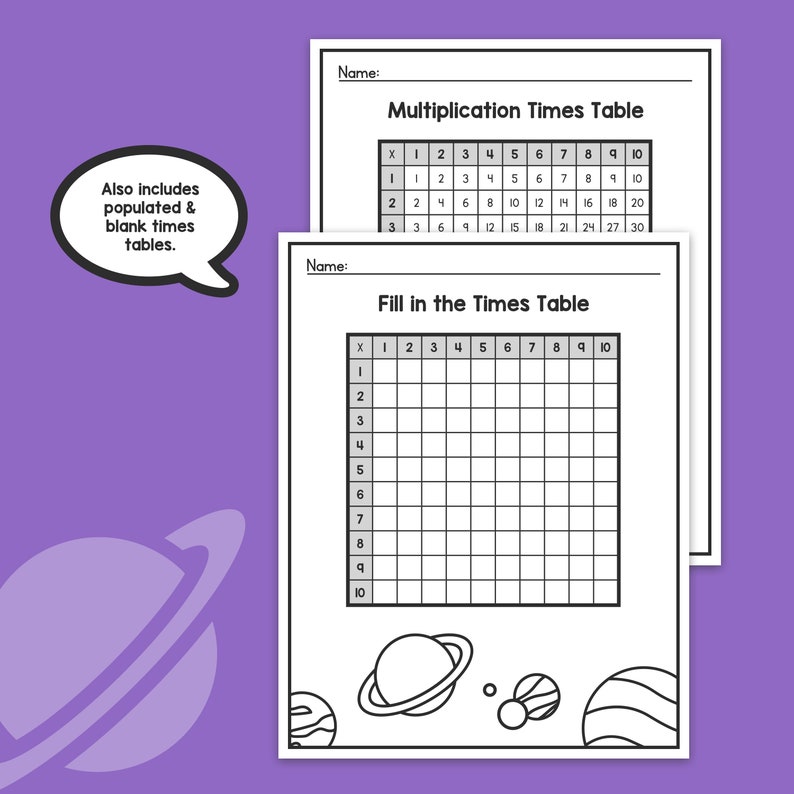 Times Tables Worksheets / 1-10 Multiplication Facts Printable - Etsy