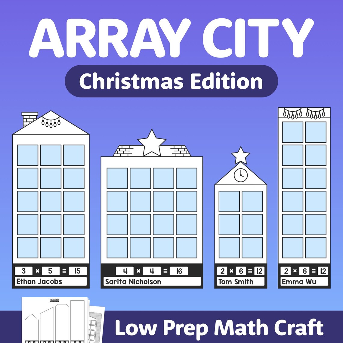Christmas Array City Math Craft | 1st, 2nd, 3rd Grade Multiplication ...