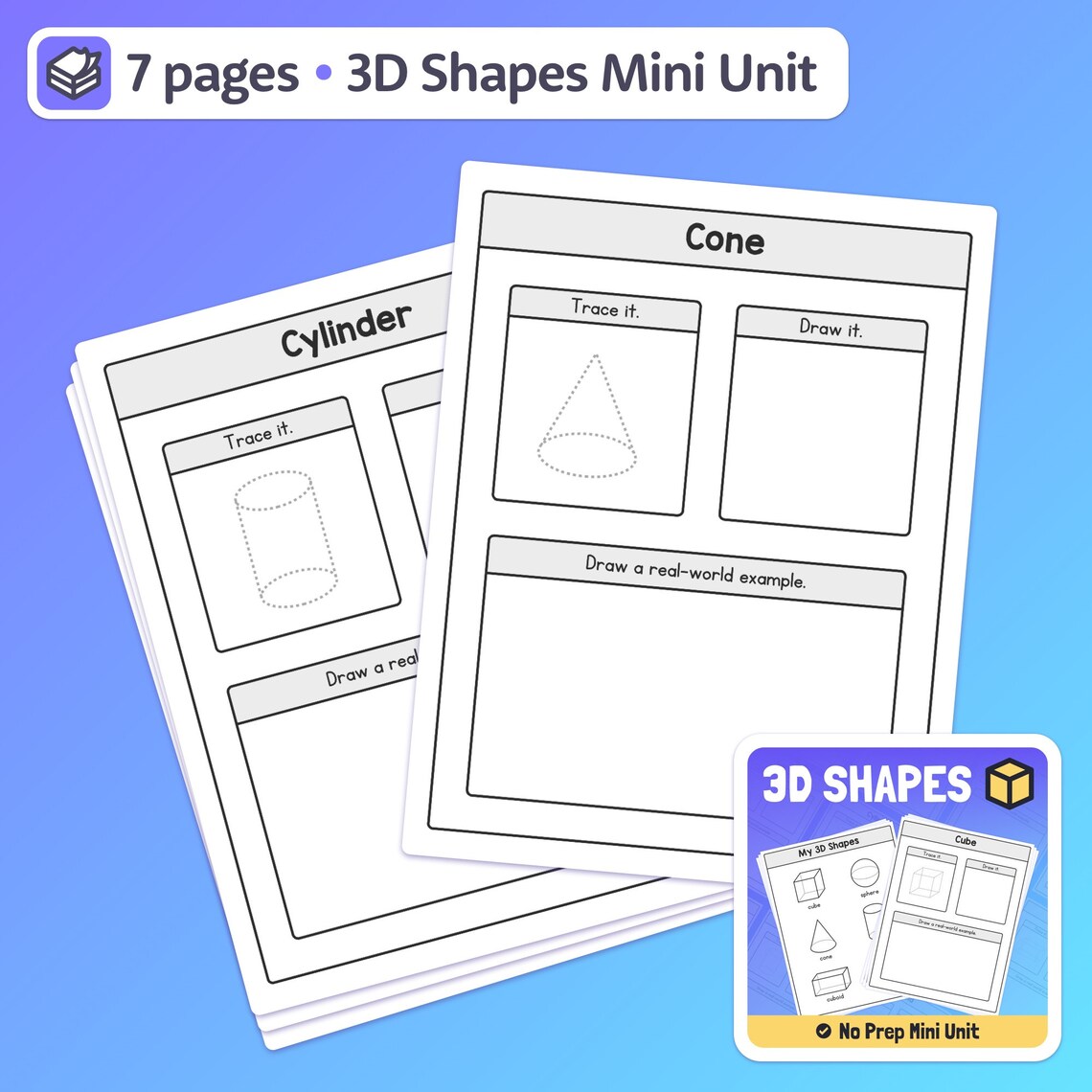 No Prep 2D & 3D Shapes Bundle 1st, 2nd, 3rd Grade 3D and 2D Shape ...