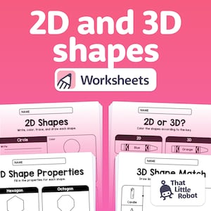 No Prep 2D and 3D Shapes Worksheets | Kindergarten, 2nd, 1st Grade Math ...