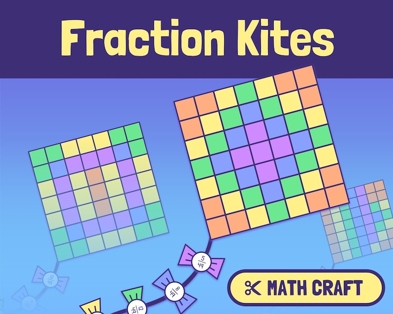Fraction Kites 2nd 3rd 4th Grade Fractions Activity & - Etsy