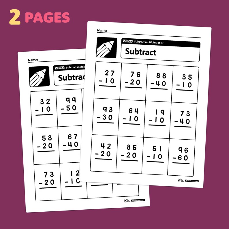 Subtract Multiples of 10 Worksheets | 1st Grade Math Centers and Place ...