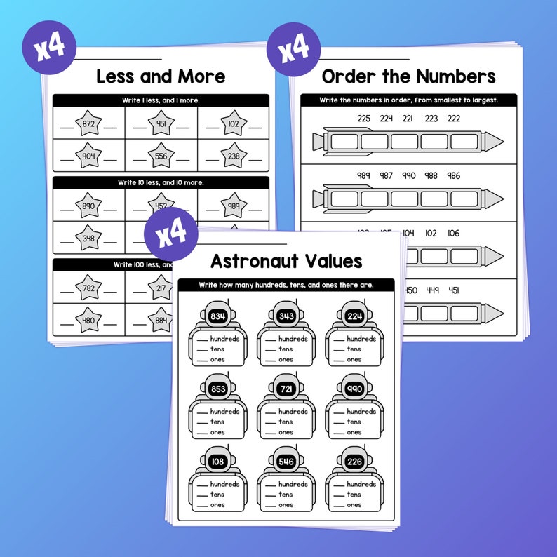Place Value Worksheets | Space Place Value Activities — Hundreds, Tens ...
