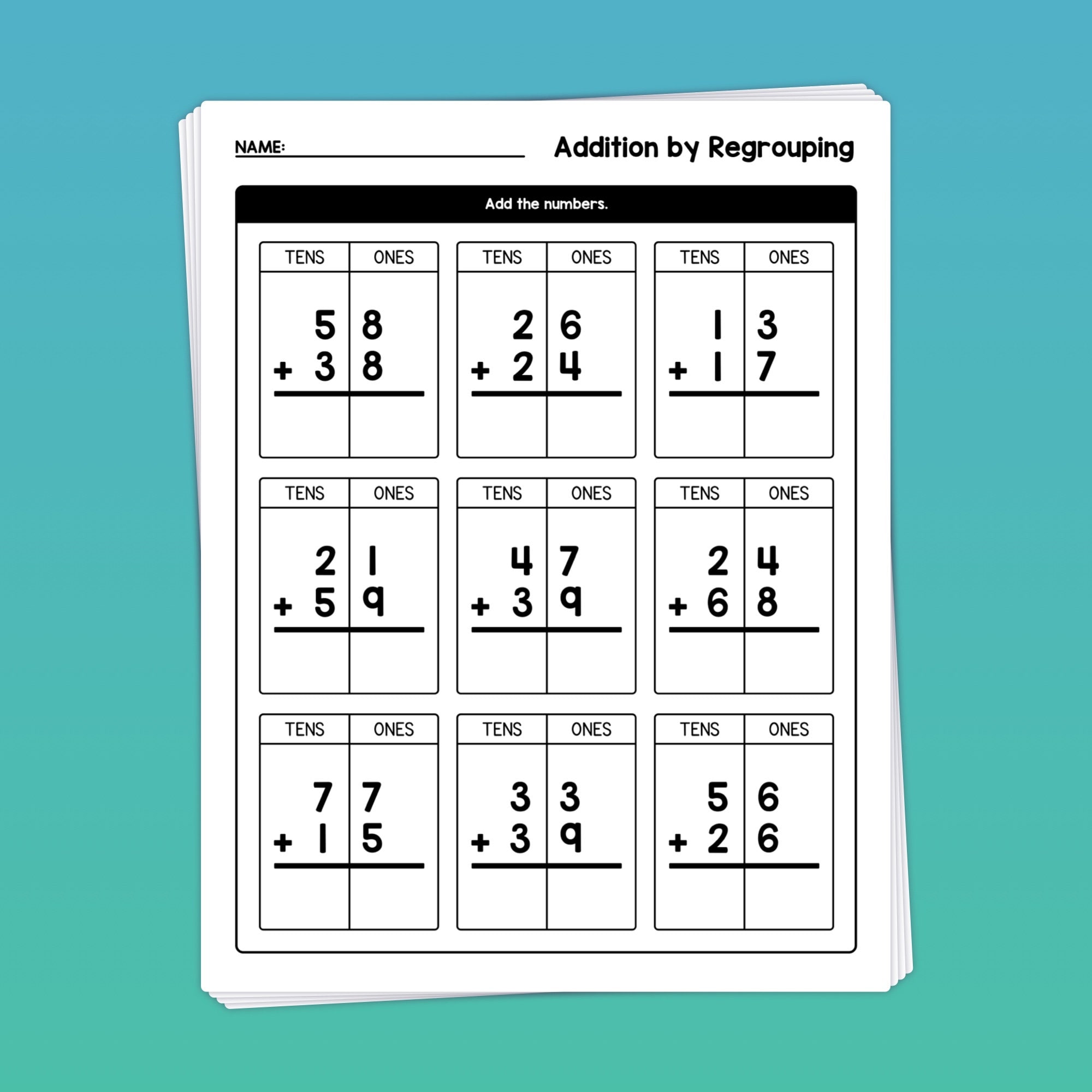 No Prep 2 Digit Addition With Regrouping Worksheets | 1st, 3rd, 2nd ...