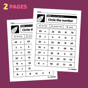 Compare 2 Digit Numbers Worksheets | 1st Grade Place Value Math ...