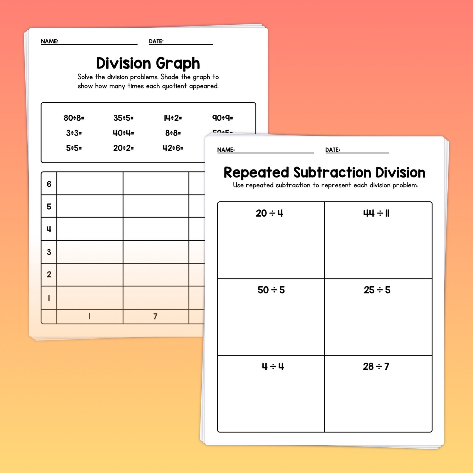 No Prep Division Worksheets | 2nd, 4th, 3rd Grade Division Activities ...