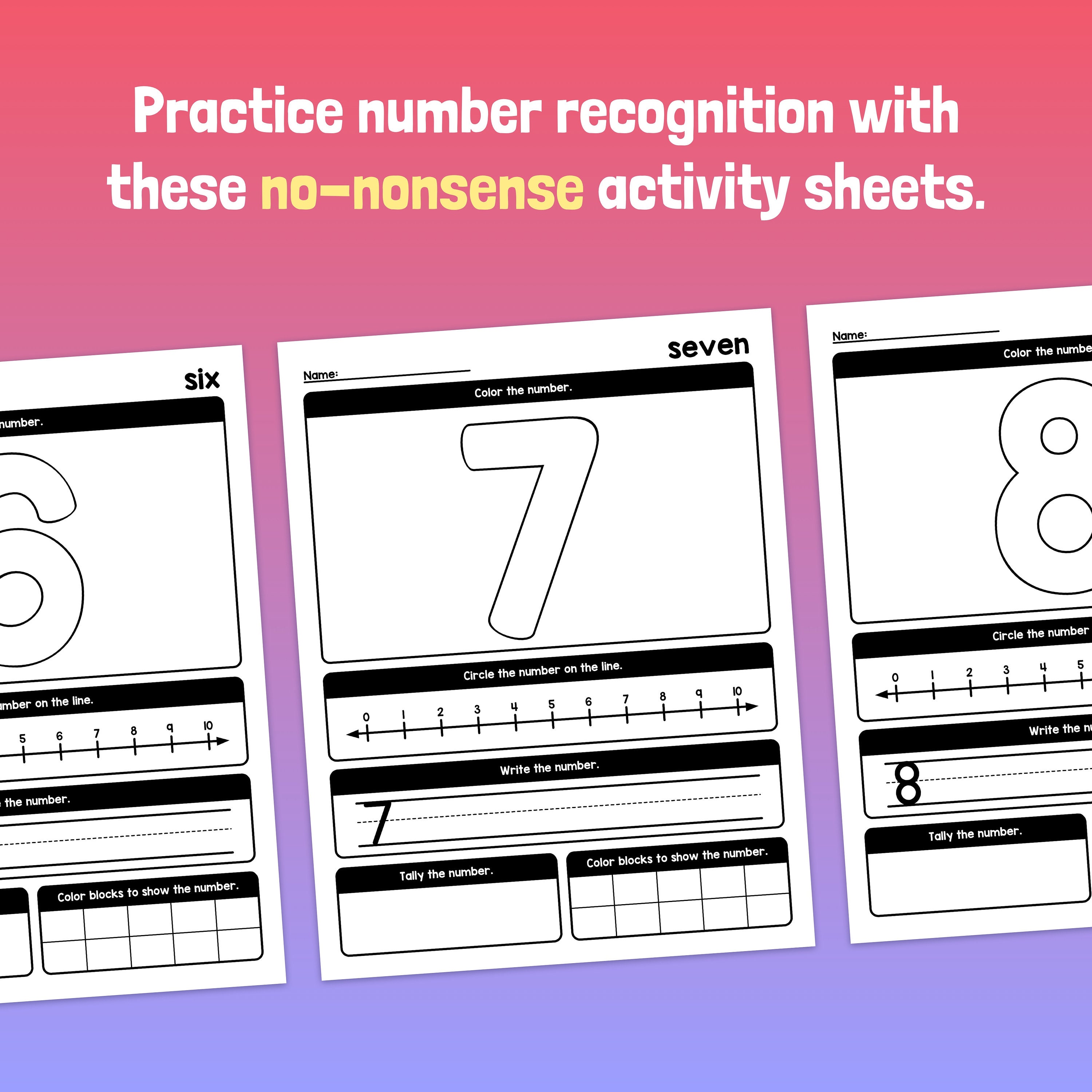 0-20 Number Recognition Worksheets Kindergarten Number Sense Activities ...