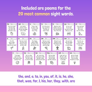 20 Sight Word Poems | Pre-k, K, 1st Grade Shared Reading Worksheets ...