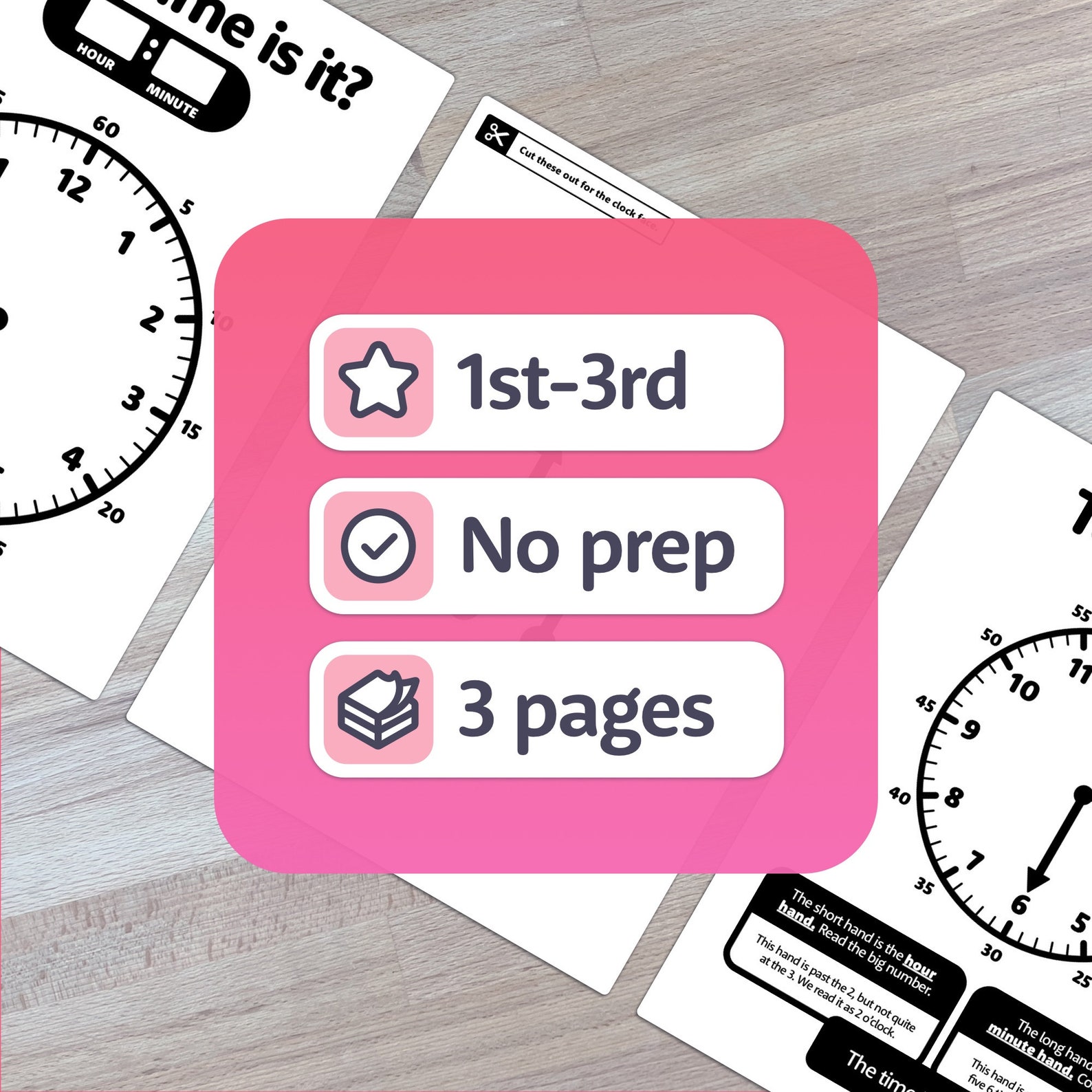 No Prep Analog Clocks Anchor Chart & Activity Mat | 2nd Grade and 1st ...