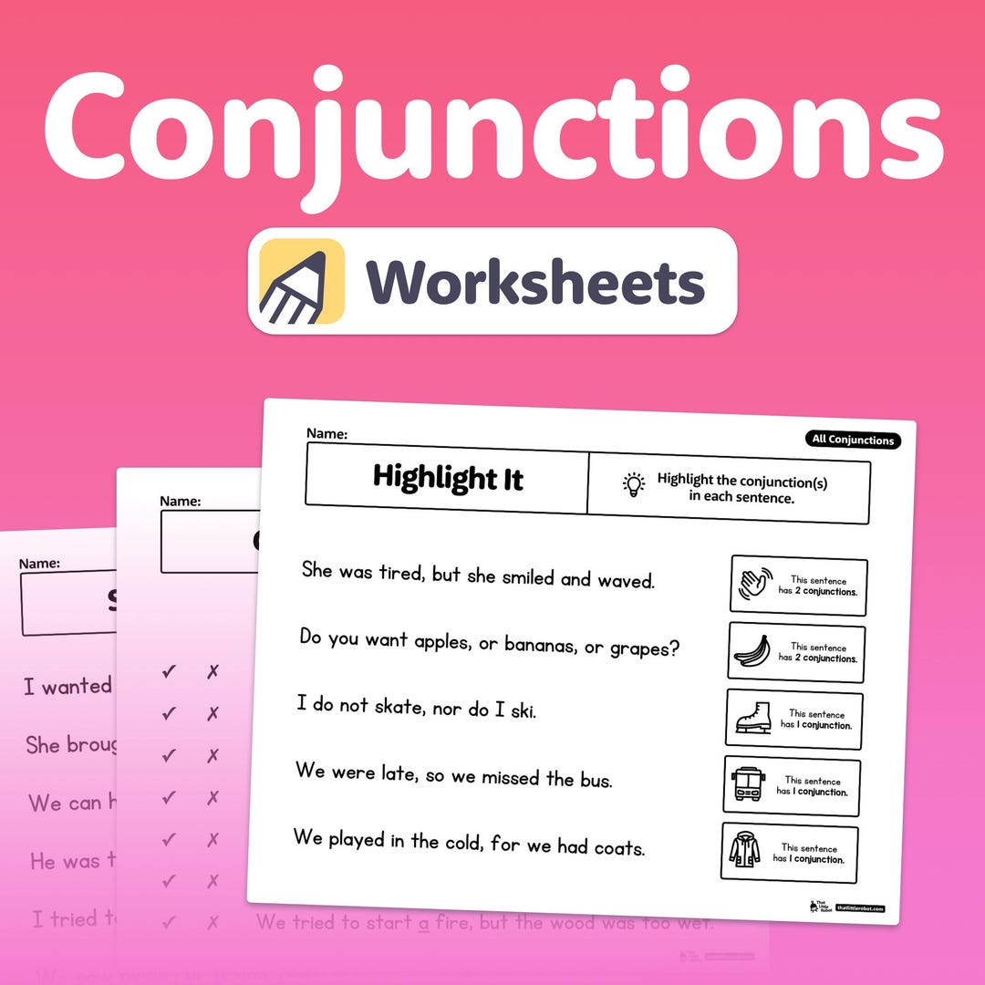 Conjunctions Worksheets | 1st, 2nd, & 3rd Grade Grammar Activities ...