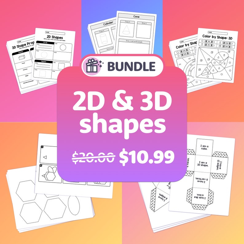 No Prep 2D & 3D Shapes Bundle | 1st, 2nd, 3rd Grade 3D and 2D Shape ...