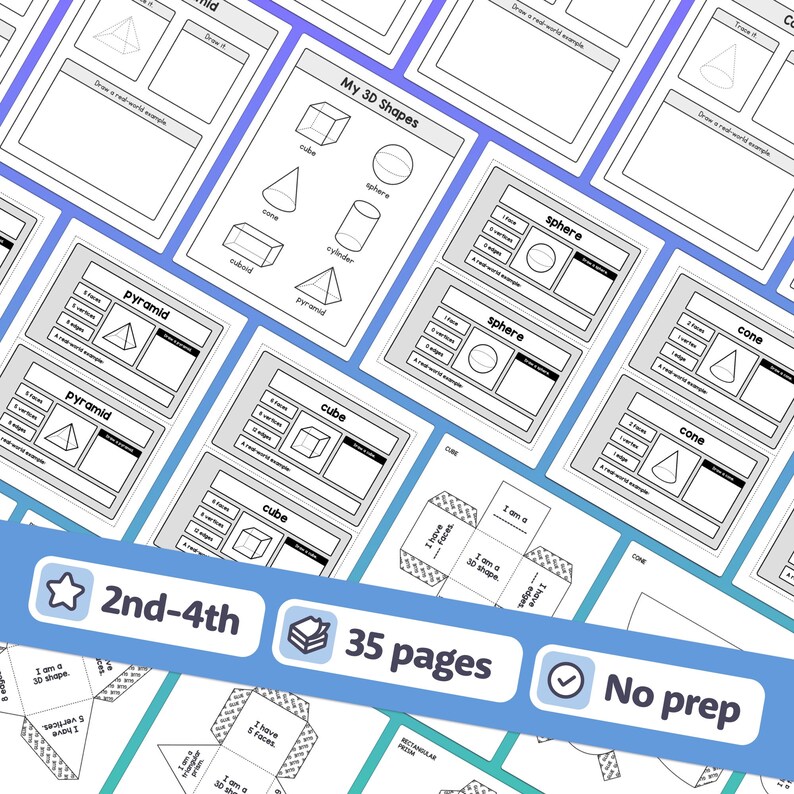 No Prep 3D Shapes Bundle | 4th Grade, 3rd Grade 3D Shapes, 2nd Grade 3D ...