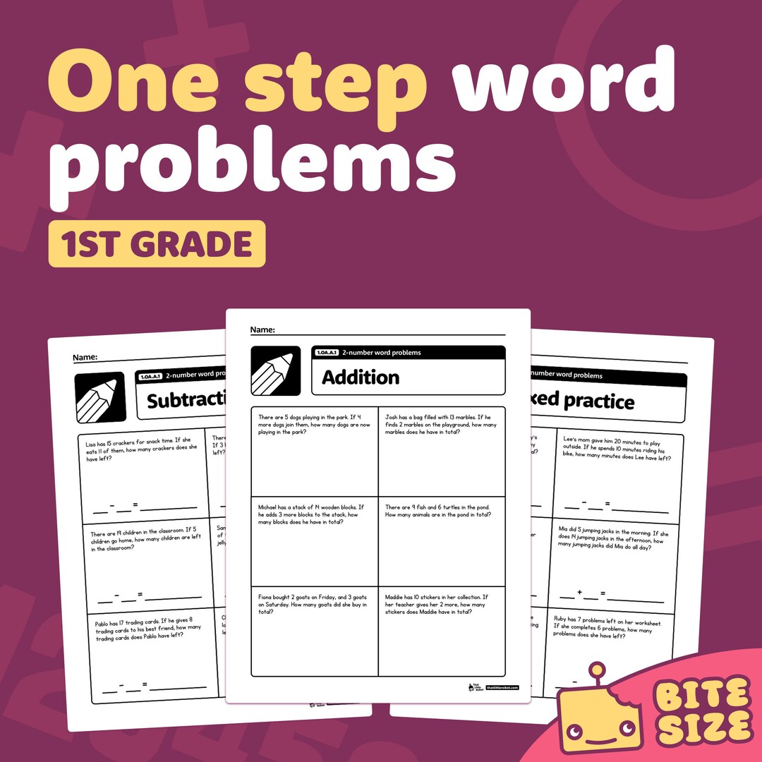 1st Grade One Step Word Problems Worksheets | 1.OA.A.1 Addition ...