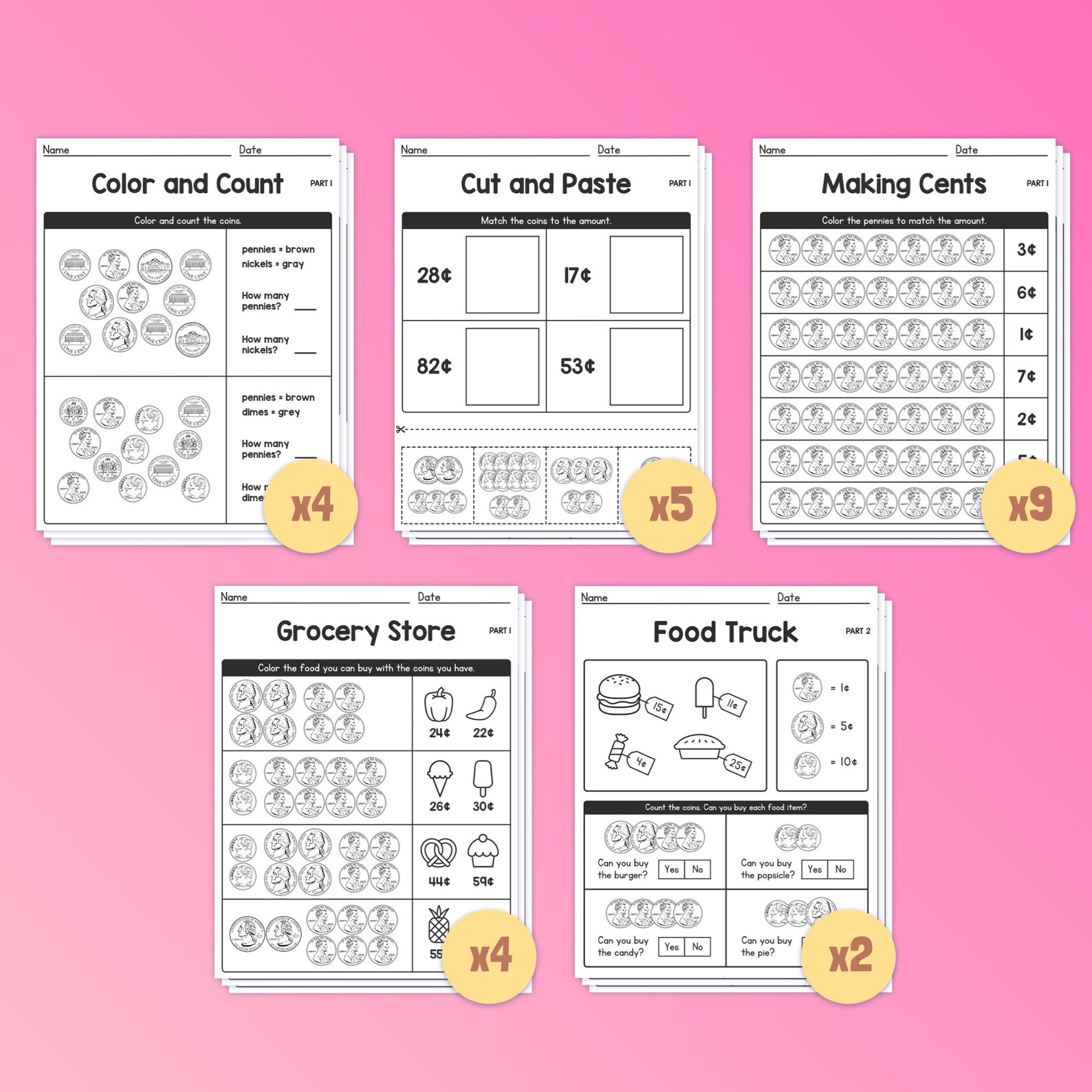 Counting Coins Worksheets | Money Math Activities — Kindergarten, 1st ...