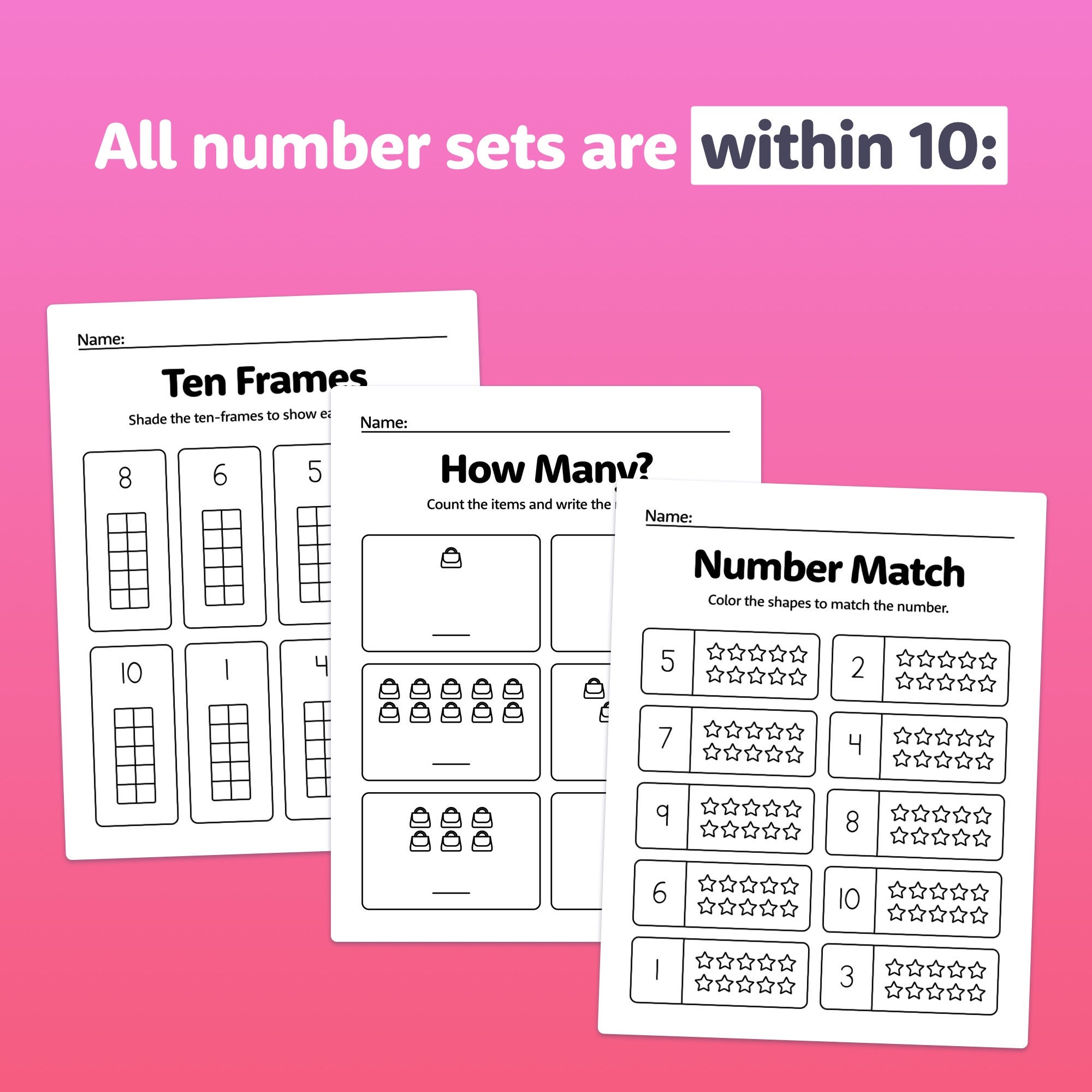 Counting Sets to 10 | Kindergarten Counting & Cardinality Worksheets ...