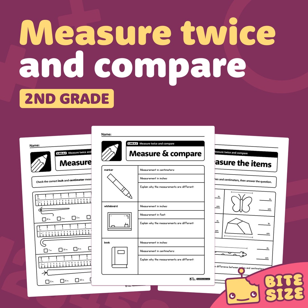 Measure Twice & Compare Worksheets | 2nd Grade Math Centers and ...