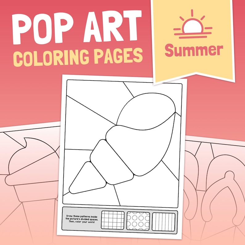 No Prep Pop Art Summer Coloring Pages 1st 2nd 3rd Grade - Etsy