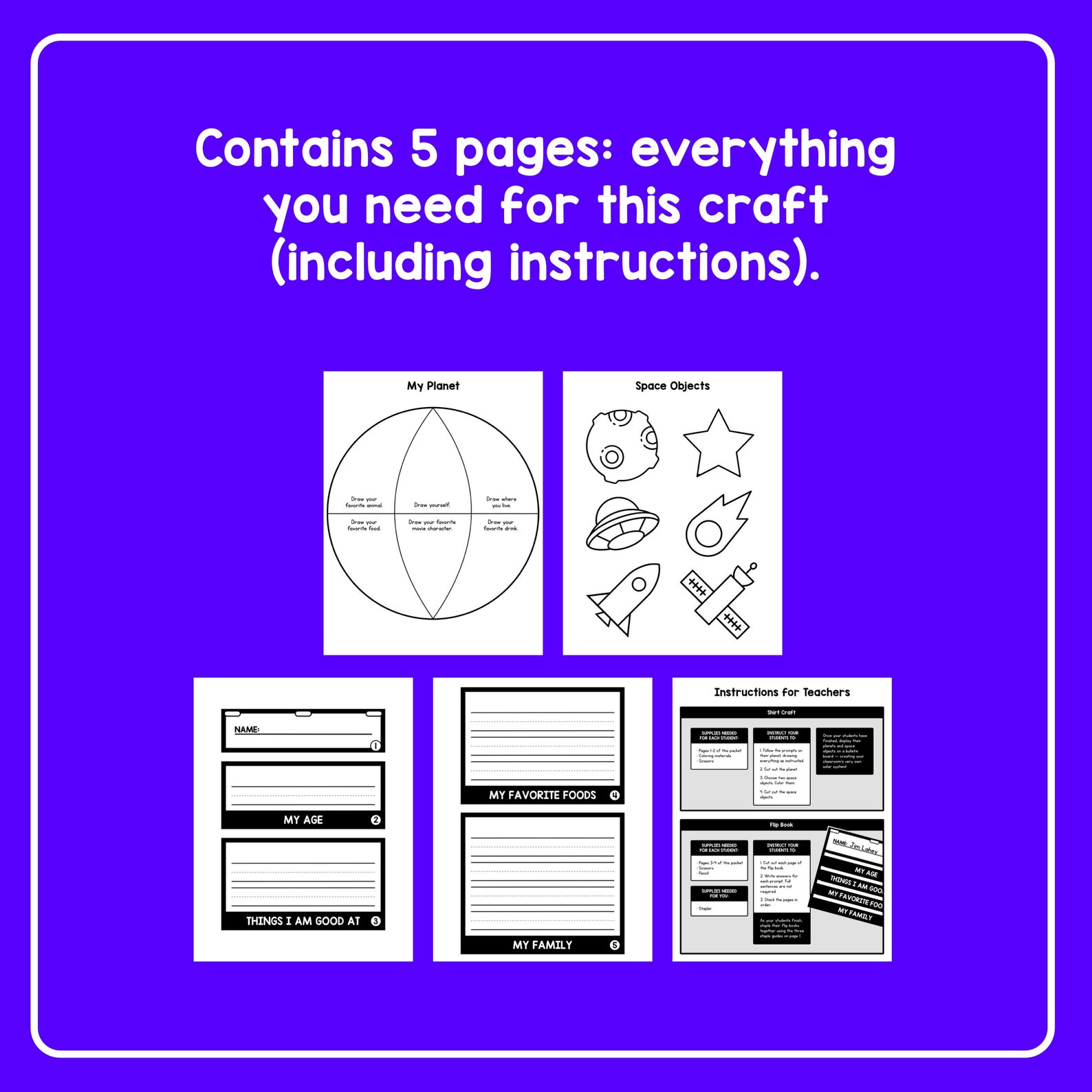 All About Me Planet Craft / No Prep About Me Activity / Back - Etsy