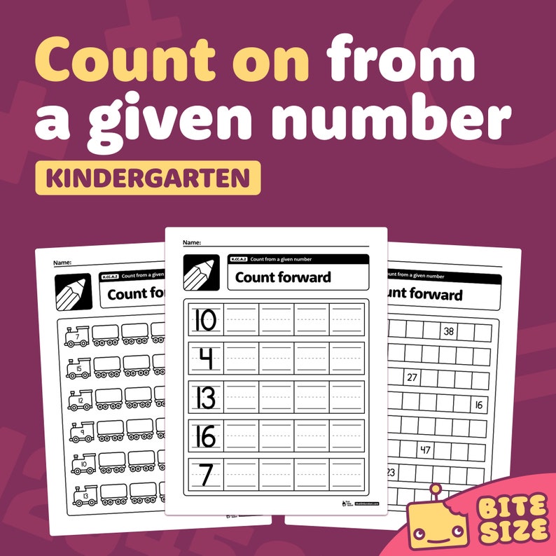 Count on From a Given Number Worksheets | Kindergarten Math Centers ...