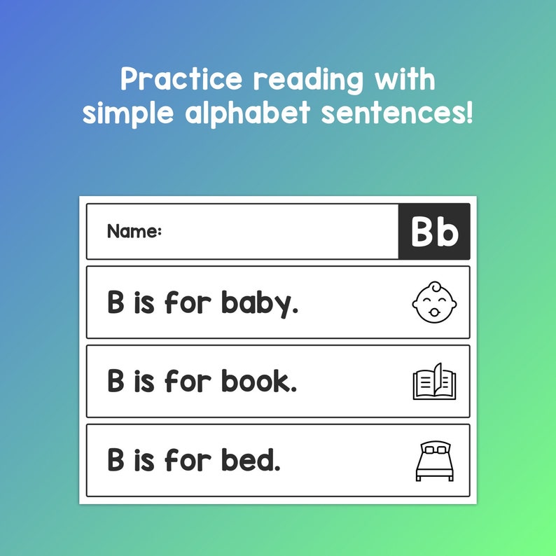 Alphabet Sentences | Kindergarten, 1st, 2nd Grade Alphabet Beginning ...