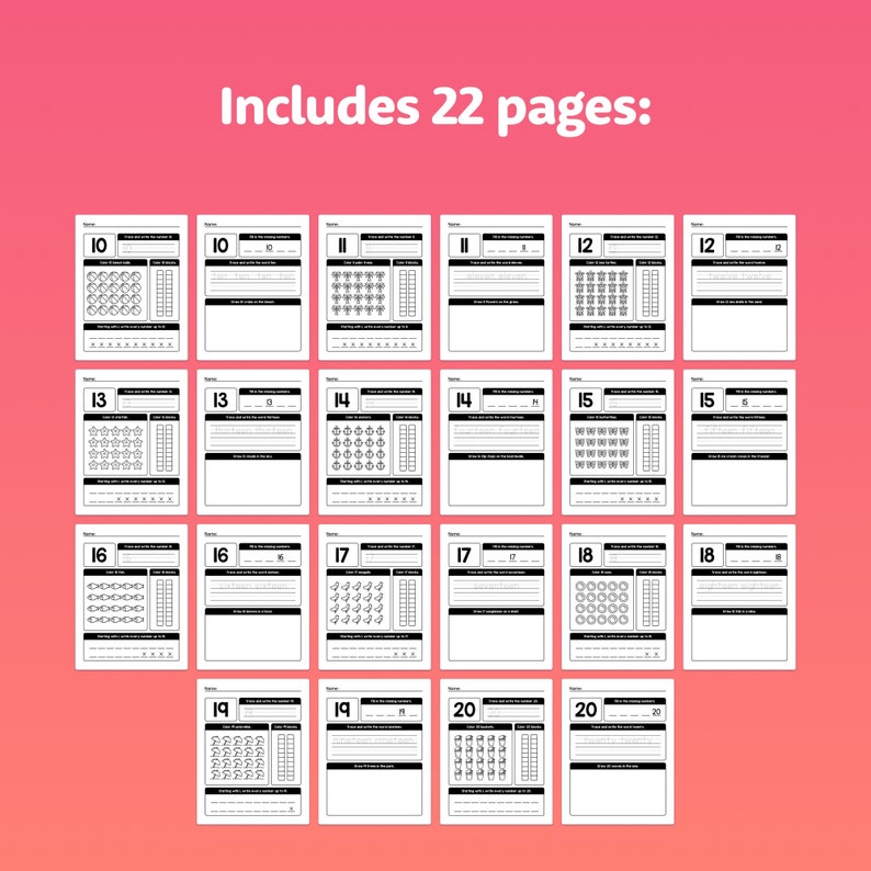 Summer Teen Number Worksheets | Summer Kindergarten Math Activities ...