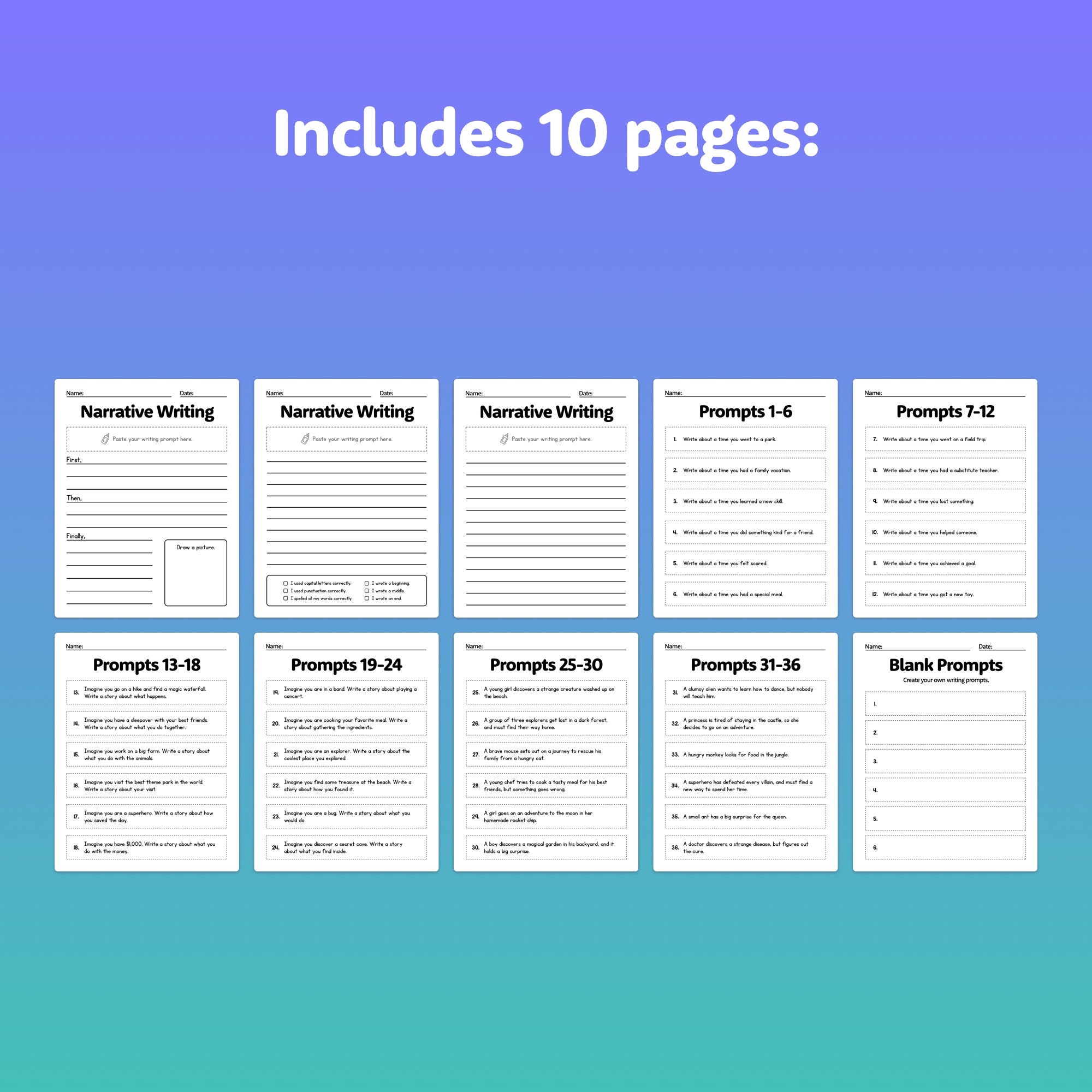 Narrative Writing Prompts | Differentiated 2nd & 3rd Grade Personal ...