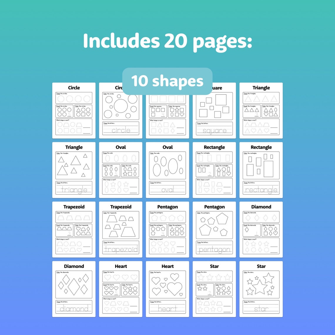 Simple 2D Shape Worksheets | Pre-k Shapes, Kindergarten Shapes, 1st ...