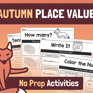 Fall Place Value Worksheets 1st 2nd 3rd Grade Hundreds - Etsy