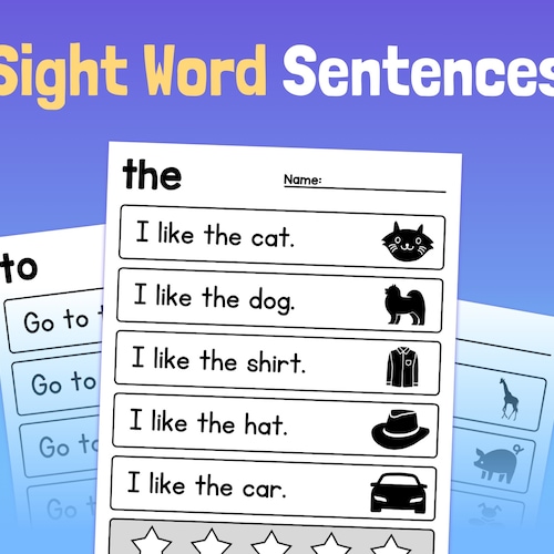 Sight Word Sentence Practice Kindergarten & 1st Grade Guided - Etsy