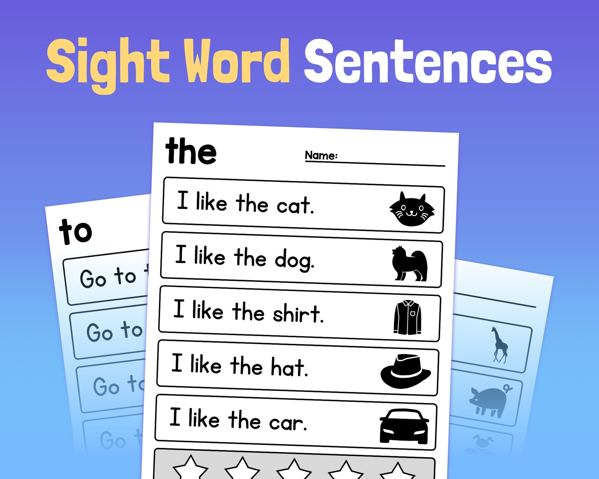 Sight Word Sentence Practice Kindergarten 1st Grade Guided Etsy UK
