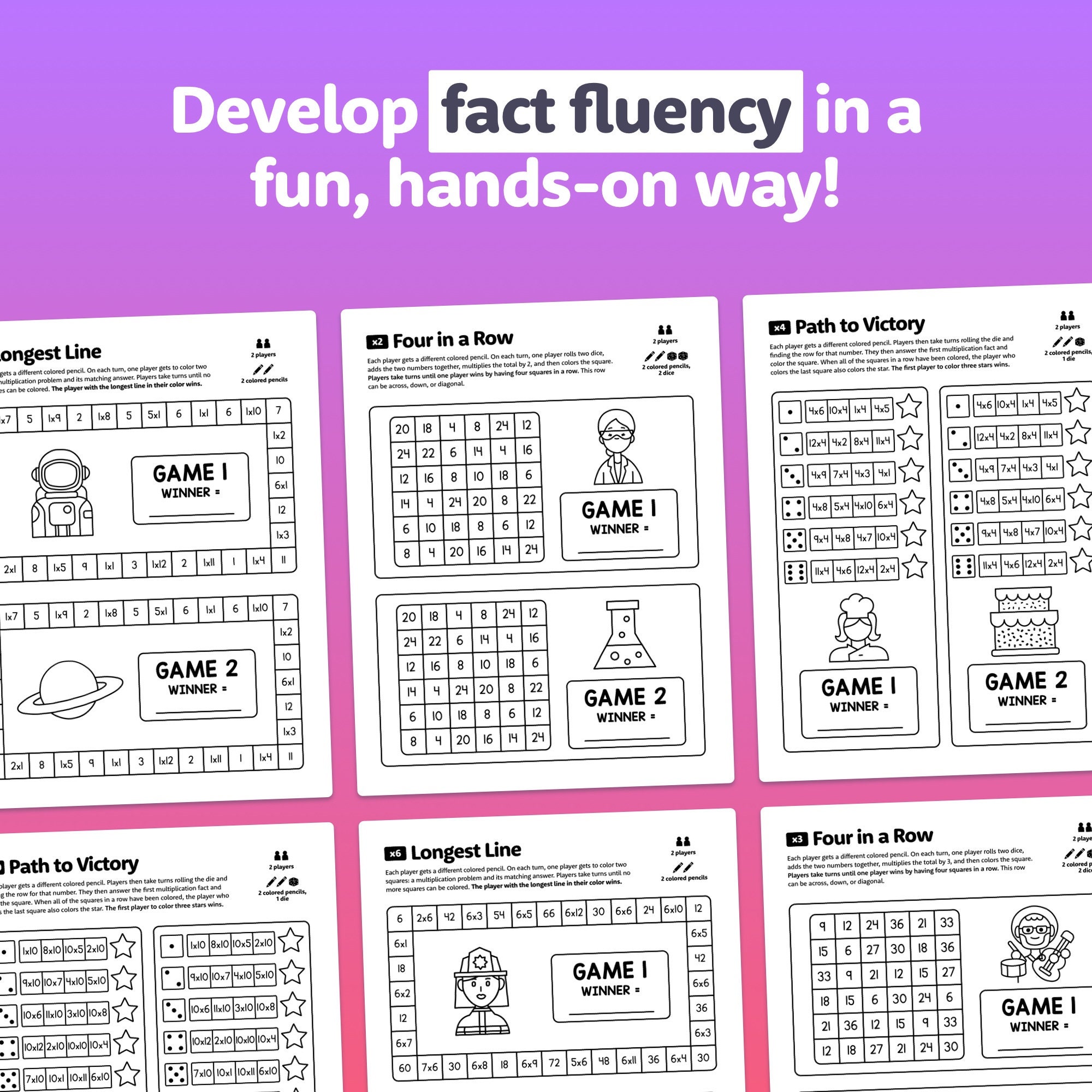 No Prep Multiplication Games | Fact Fluency Math Games, Multiplication ...