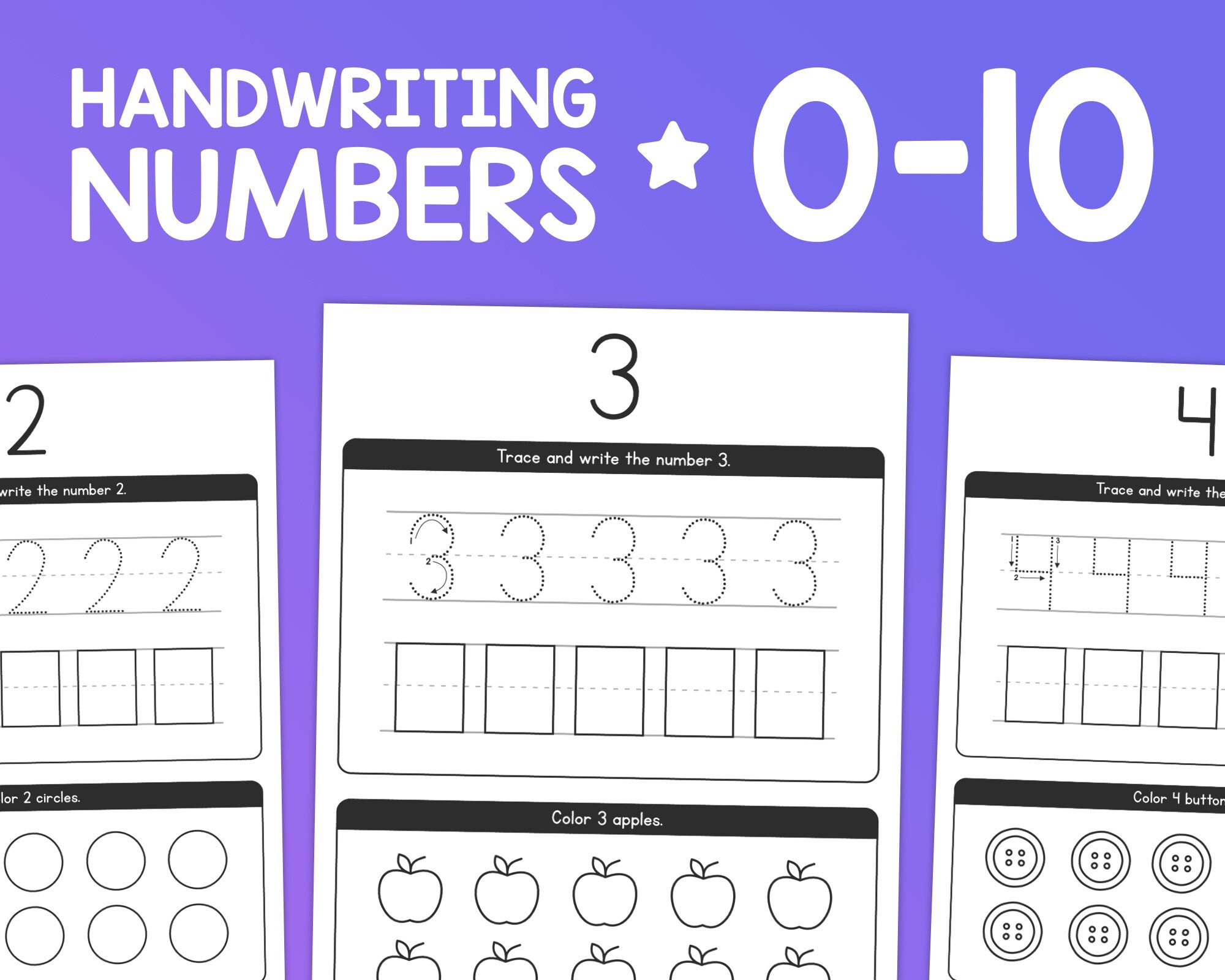Cursive Numbers Worksheets