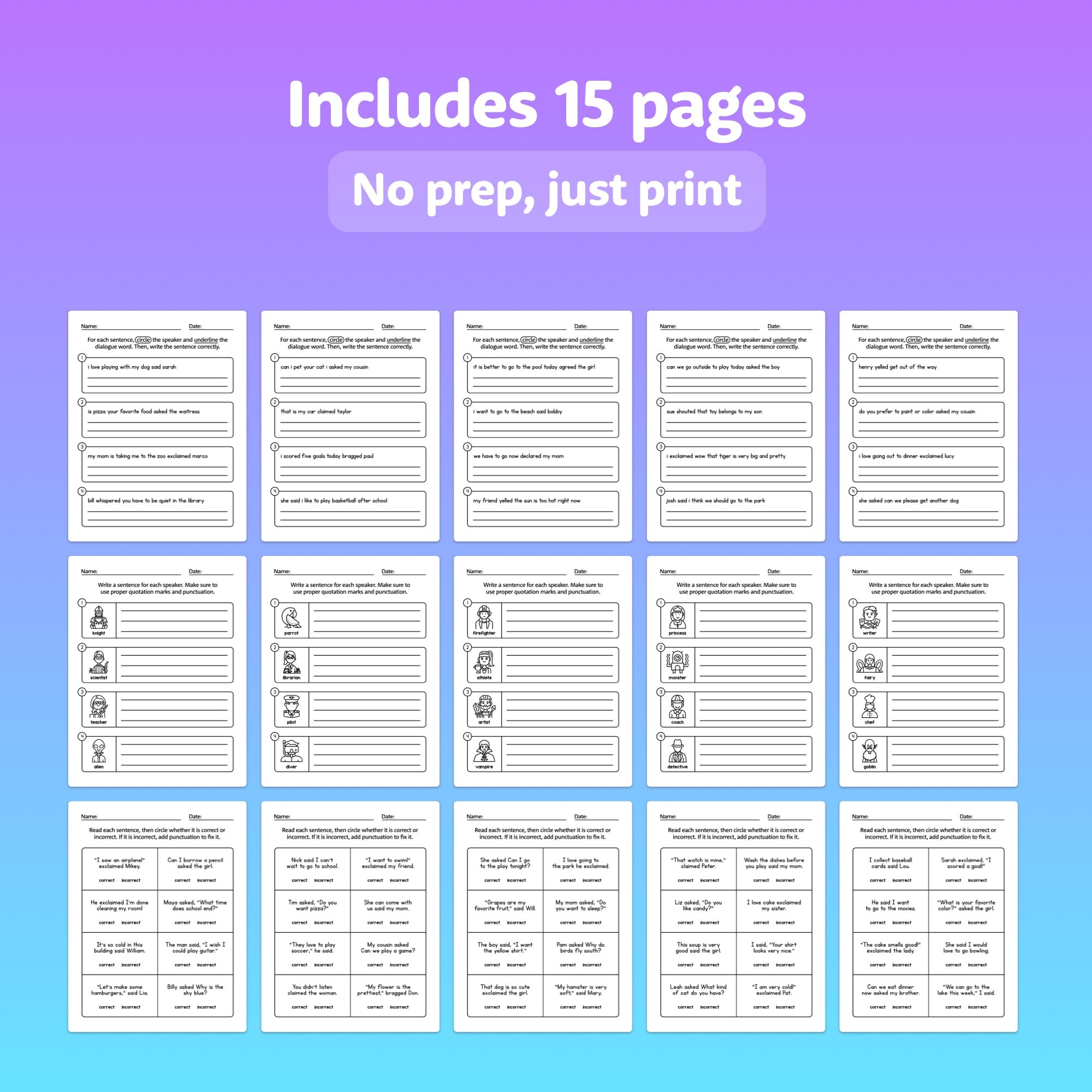 Hojas De Trabajo De Comillas 3º