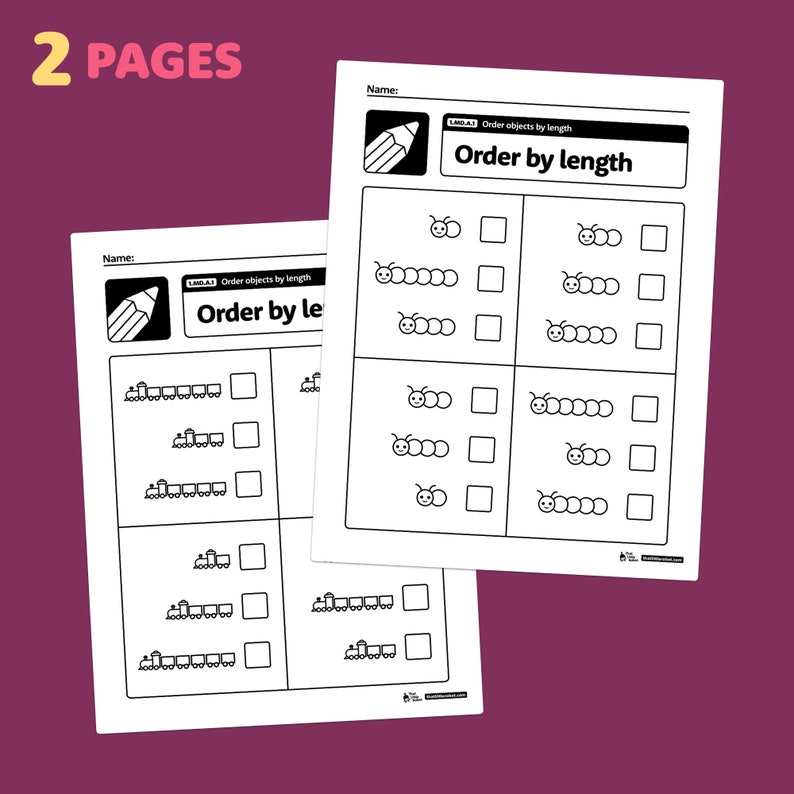 Order Objects by Length Worksheets | 1st Grade Measurement Math Centers ...