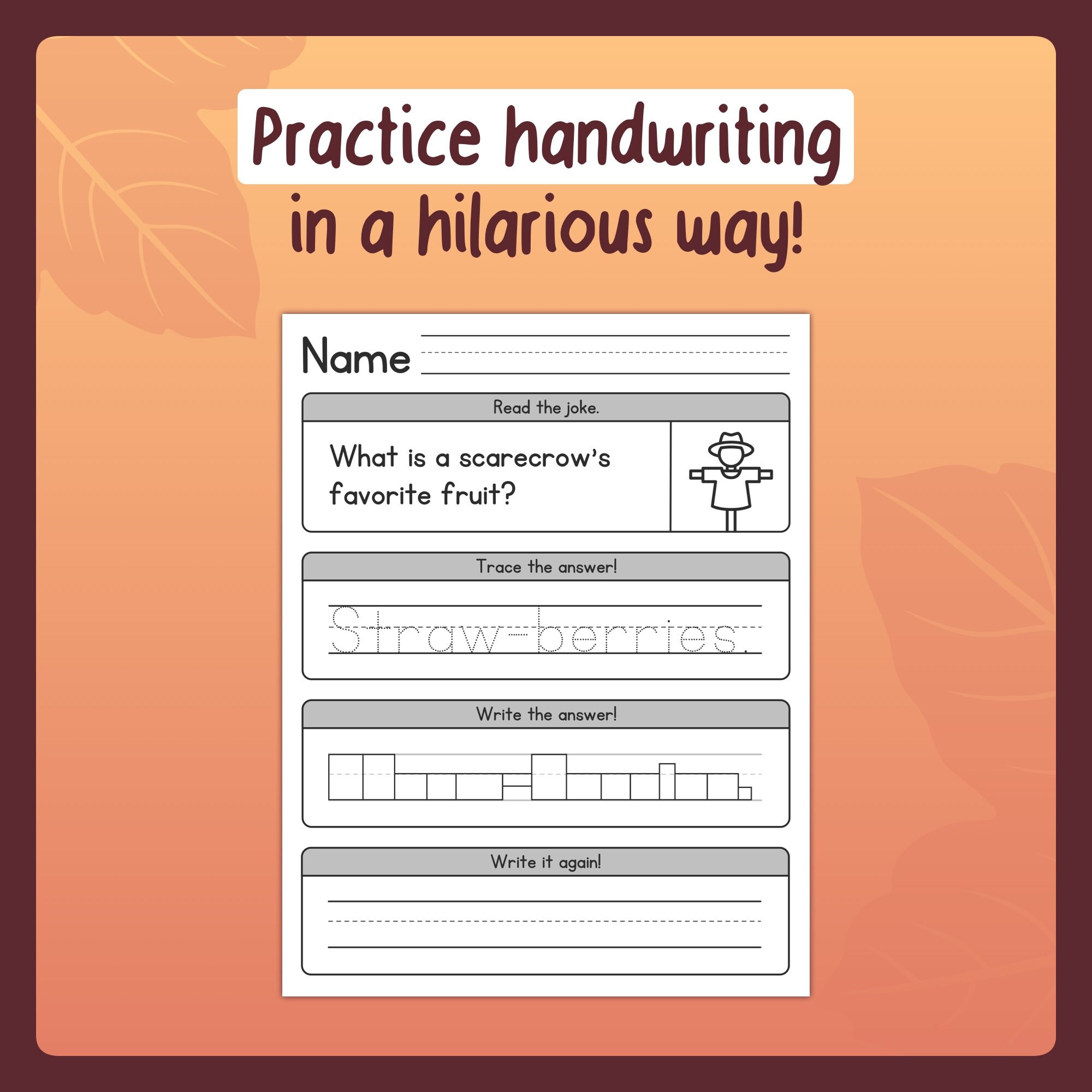 Funny Fall Handwriting Worksheets | Kindergarten, 1st, 2nd Grade ...