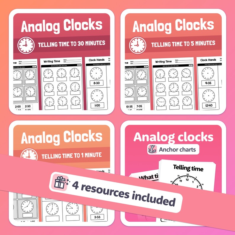 No Prep Analog Clocks Bundle | 1st, 3rd, 2nd Grade Telling Time ...