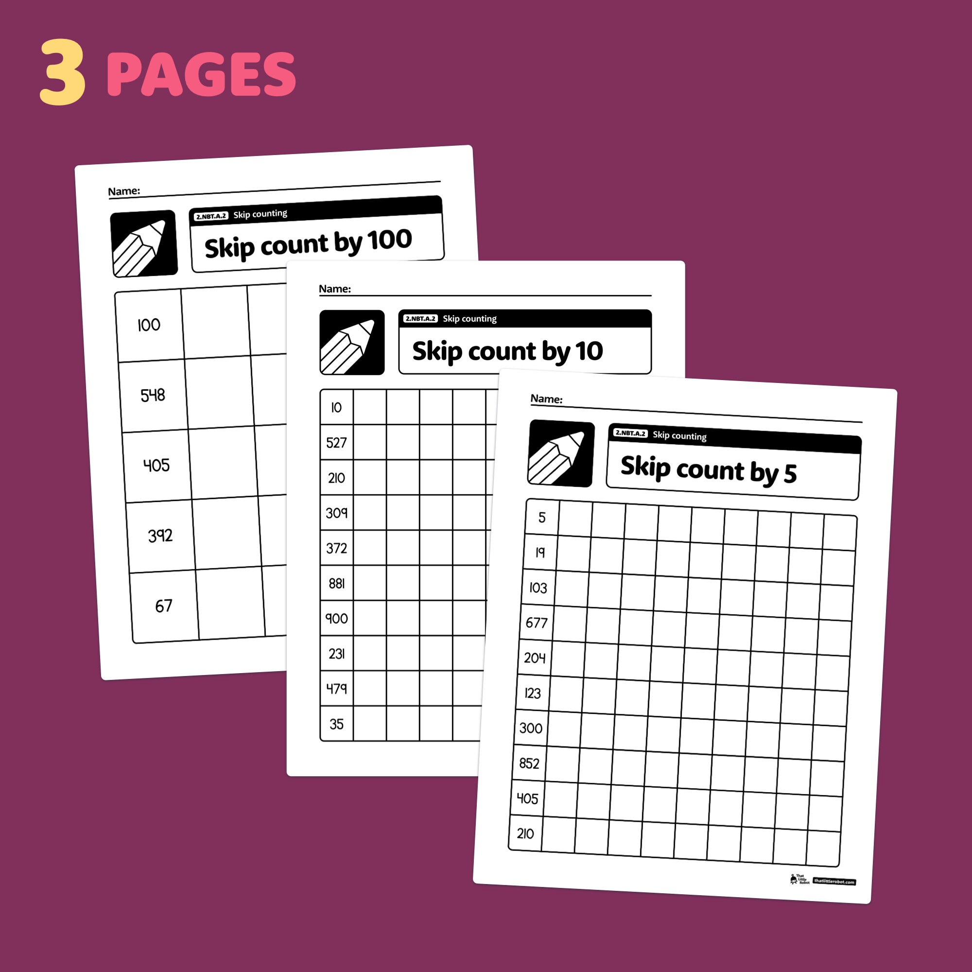 Skip Counting Within 1000 by 5s 10s 100s Worksheets | 2nd Grade Place ...