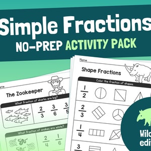 Simple Fractions Worksheets No Prep Fractions Activities - Etsy