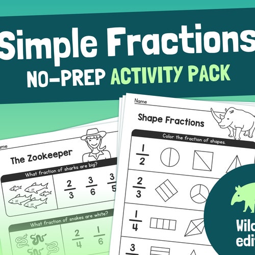 Simple Fractions Worksheets No Prep Fractions Activities - Etsy