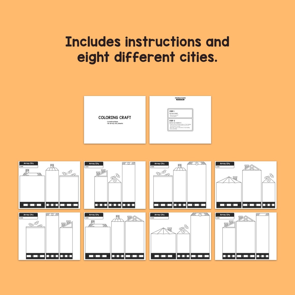 Halloween Array City Math Craft | 2nd, 3rd, 4th Grade Multiplication ...
