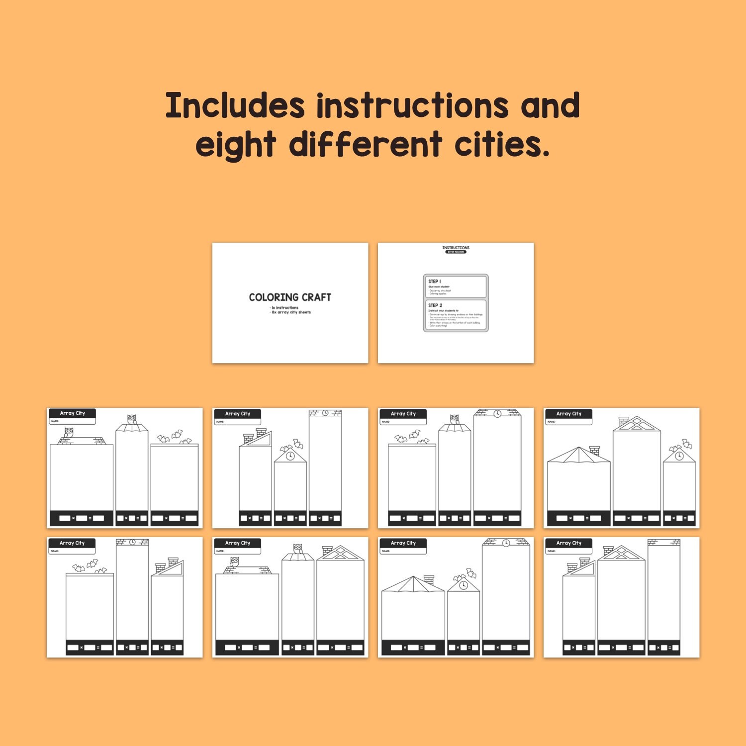 Halloween Array City Math Craft | 2nd, 3rd, 4th Grade Multiplication ...