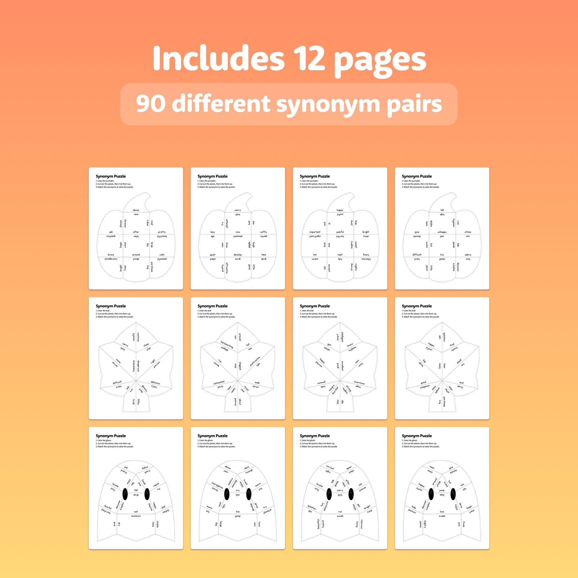Fall Synonyms Activity | 3rd, 4th, 5th Grade Halloween Synonyms ...