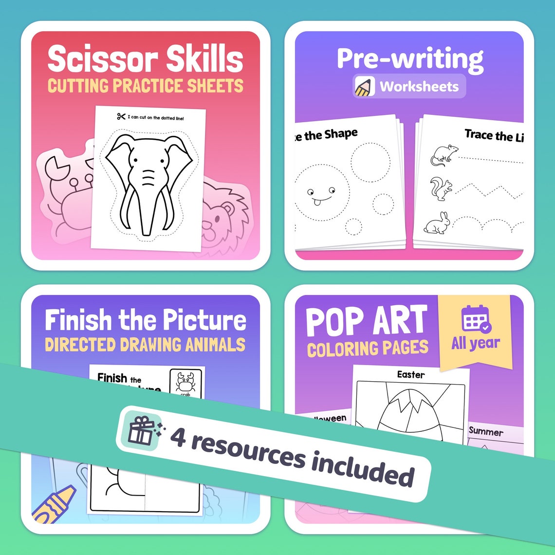 No Prep Fine Motor Skills Bundle | Pre-k Kindergarten 1st Grade Scissor ...