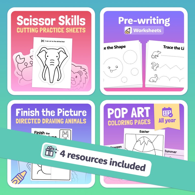 No Prep Fine Motor Skills Bundle | Pre-k Kindergarten 1st Grade Scissor ...