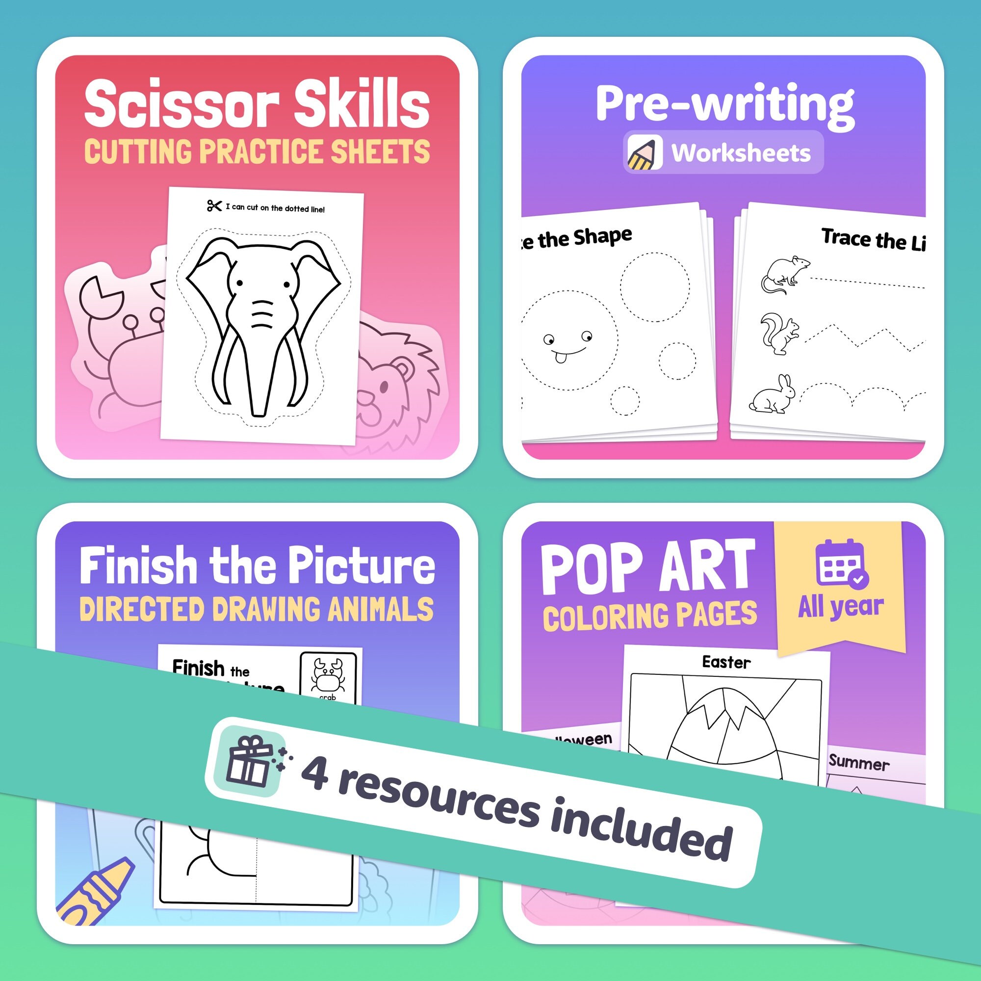 No Prep Fine Motor Skills Bundle | Pre-k Kindergarten 1st Grade Scissor ...