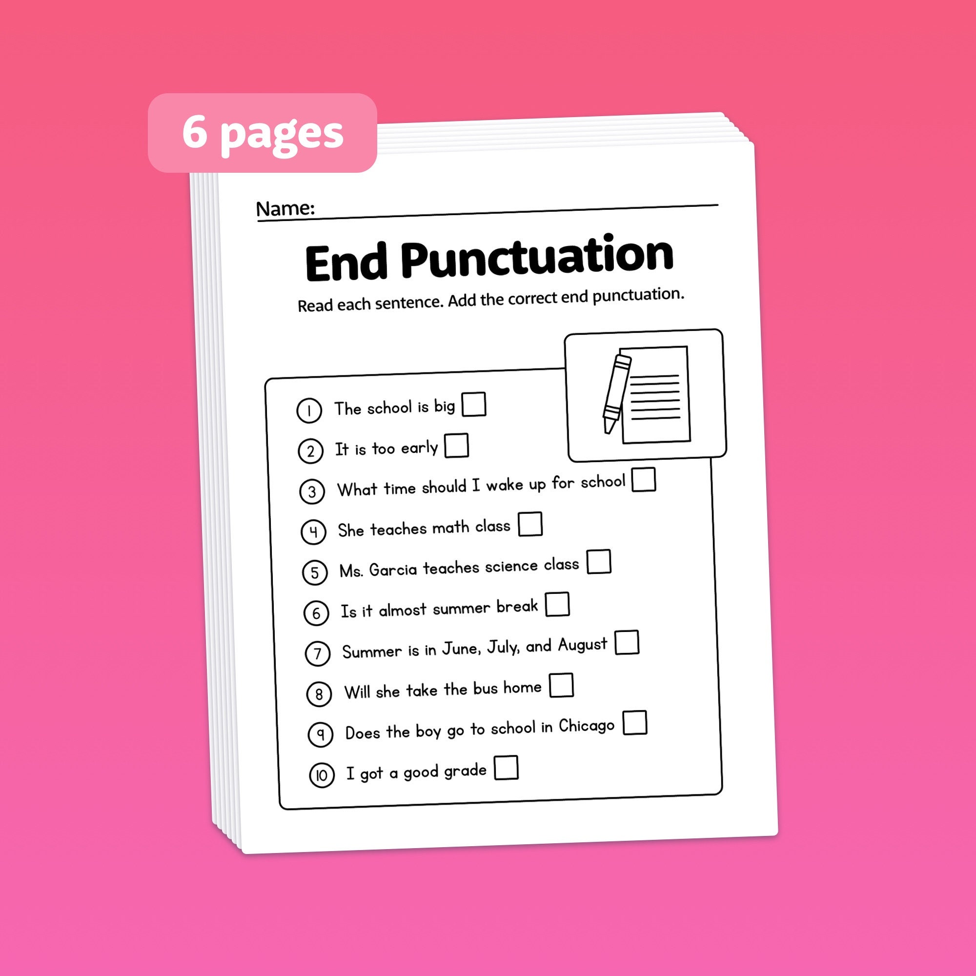 Capitalization & End Punctuation Worksheets | No Prep 1st and 2nd Grade ...